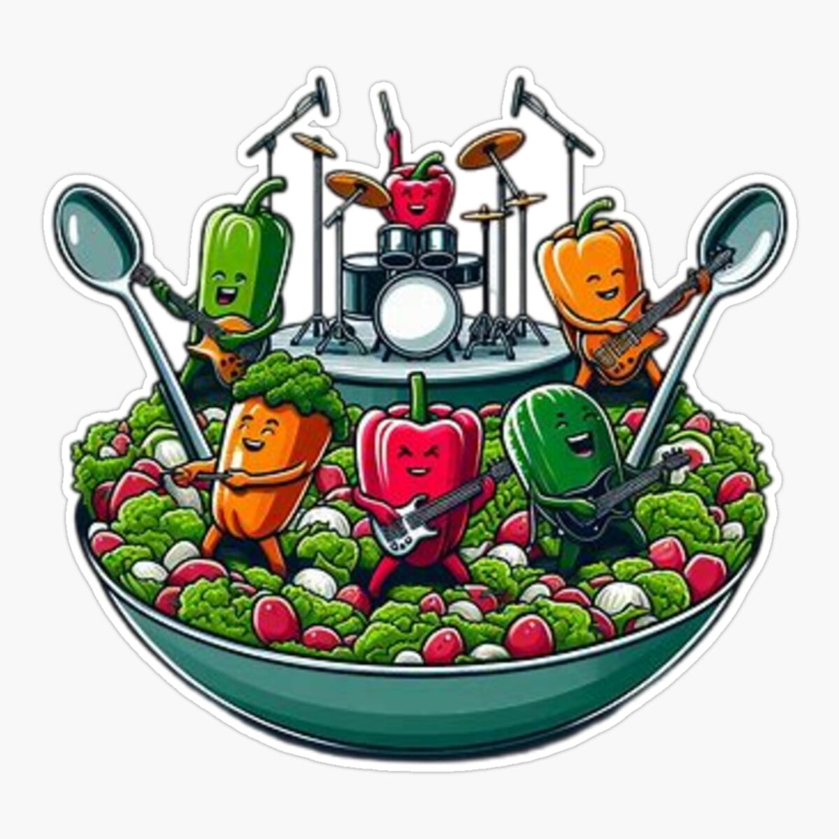 Maneki Rockin' Veggie Bash Sticker, Phone Decal Water Bottle Stickers ...