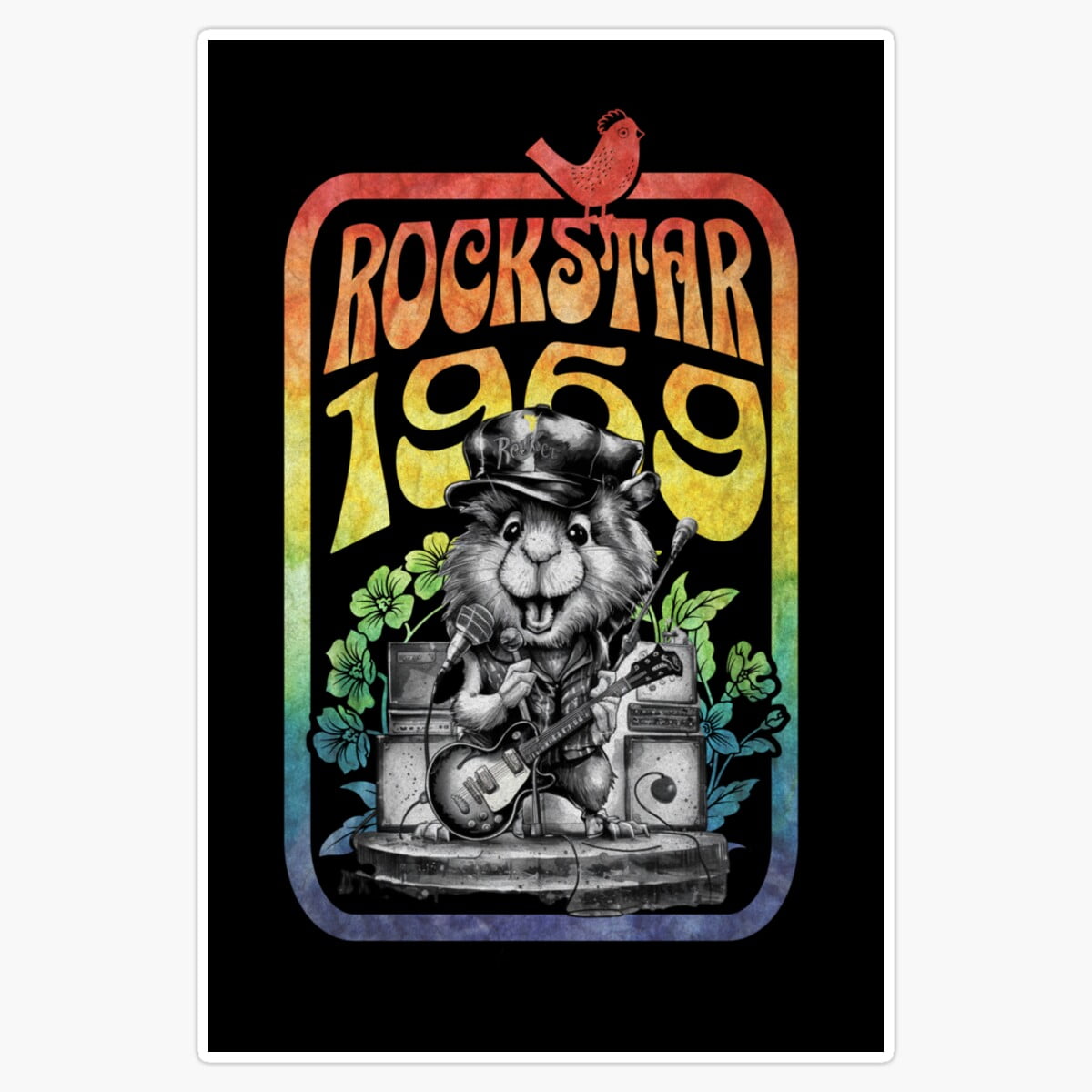 Maneki Rockstar Hamster1969 Er, Phone Decal Water Bottle Stickers Car ...