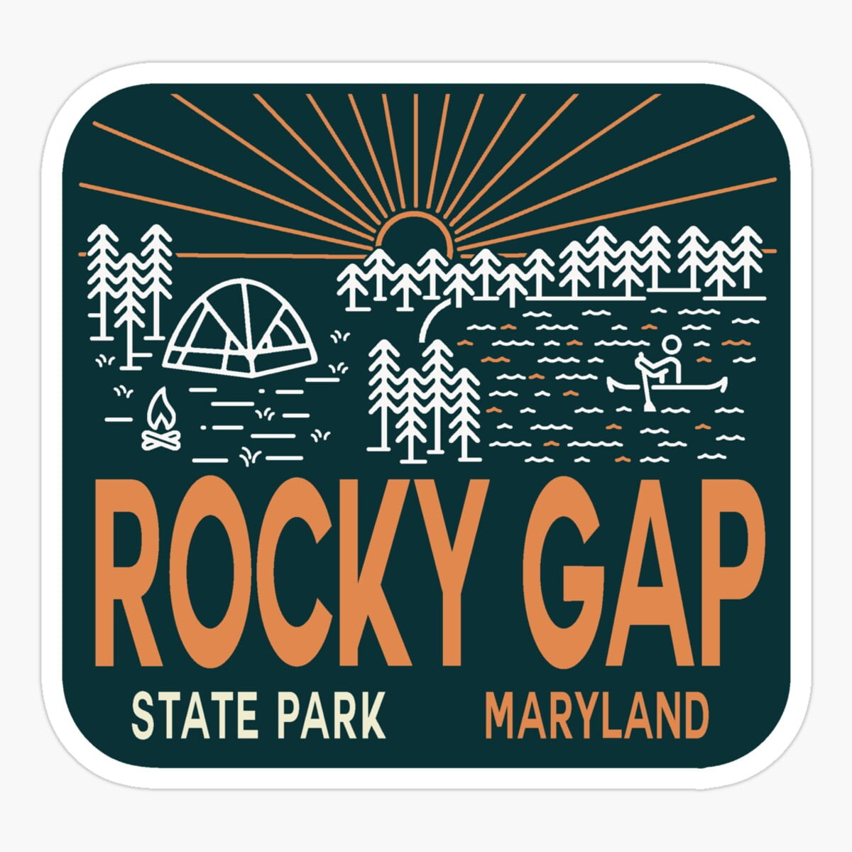 Maneki Rocky Gap State Park Square Sunrise Logo Er, Phone Decal Water ...