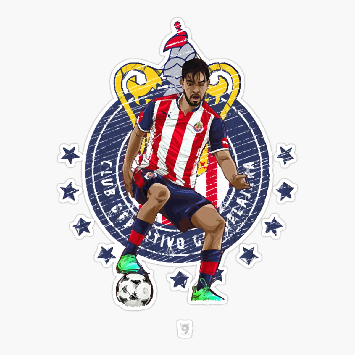 Maneki Rodolo Pizarro Guadalajara Sticker, Phone Decal Water Bottle ...