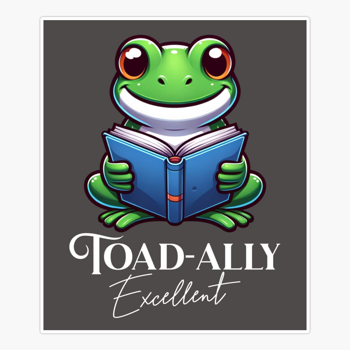 Maneki Rog Reading A Toad-Ally Excellent Book Sticker, Phone Decal ...