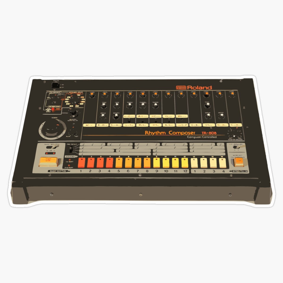 Maneki Roland Tr-808 Er, Phone Decal Water Bottle Stickers Car Decals ...
