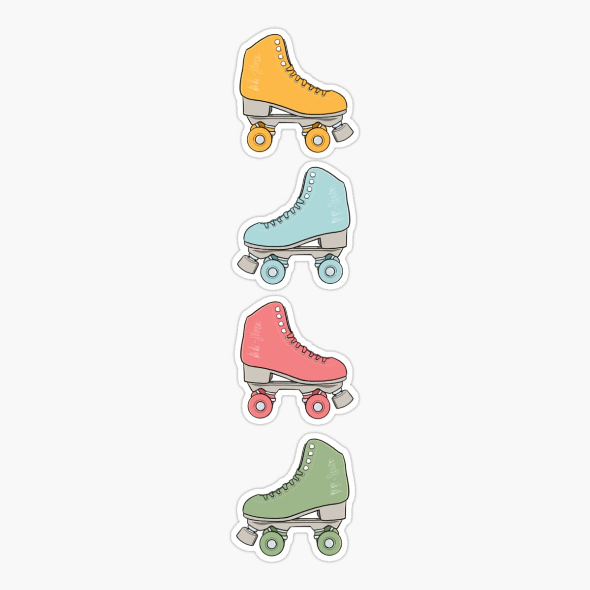 Maneki Roller Skates Sticker, Phone Decal Water Bottle Stickers Car ...