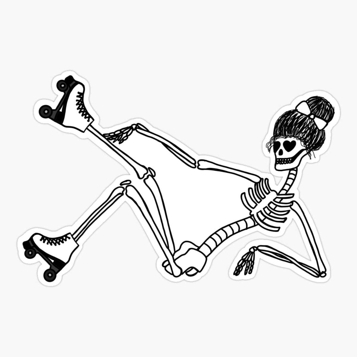 Maneki Roller Skating Skeleton Er, Phone Decal Water Bottle Stickers ...