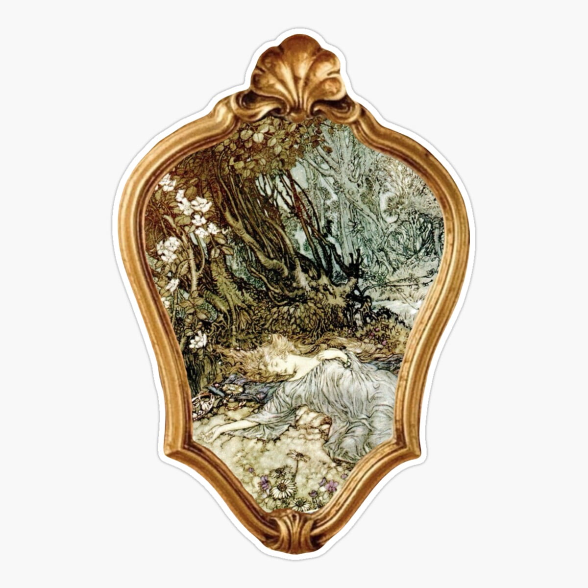 Maneki Romantic Rackham Illustration Frame Sticker, Phone Decal Water ...