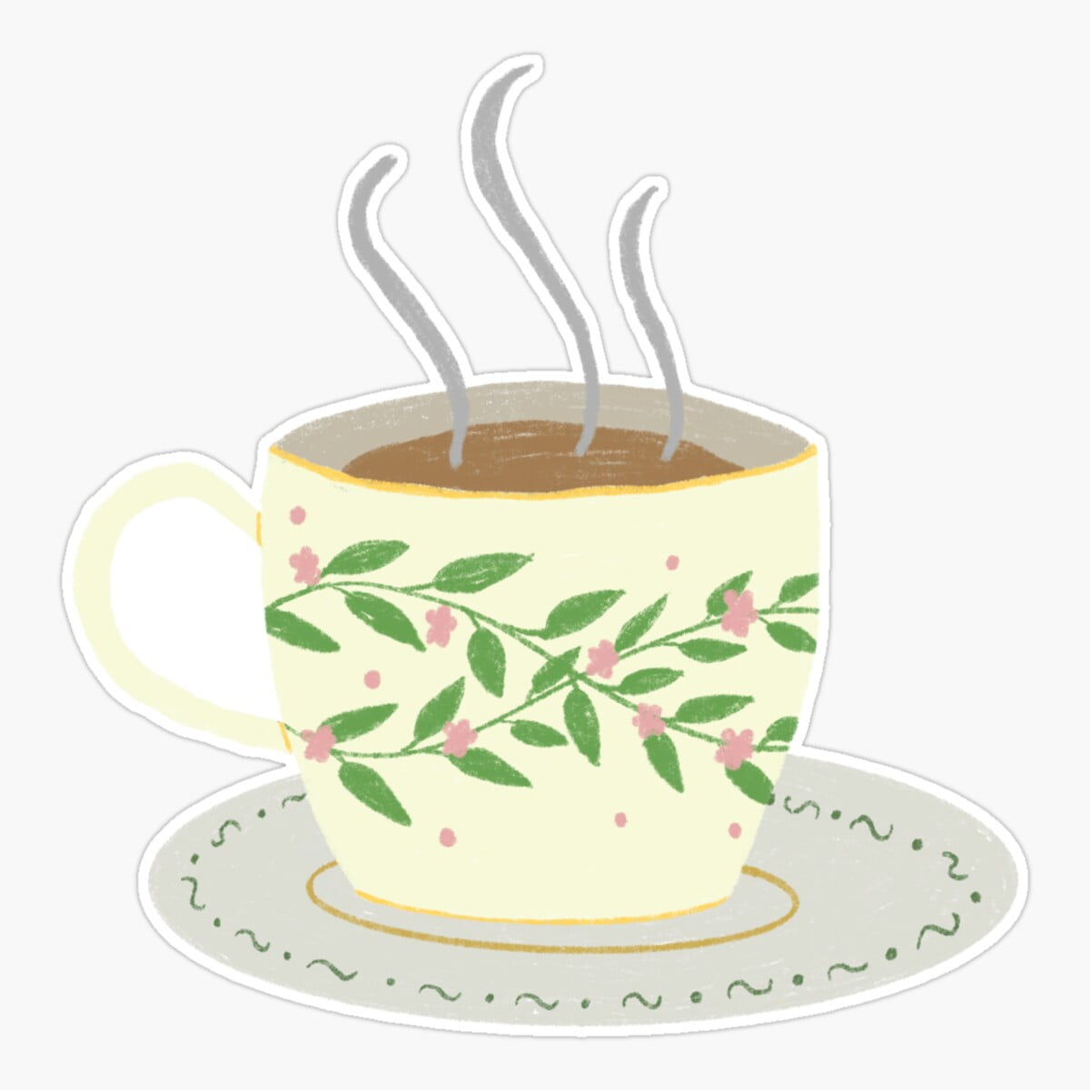 Maneki Romantic Teacup Sticker, Phone Decal Water Bottle Stickers Car ...