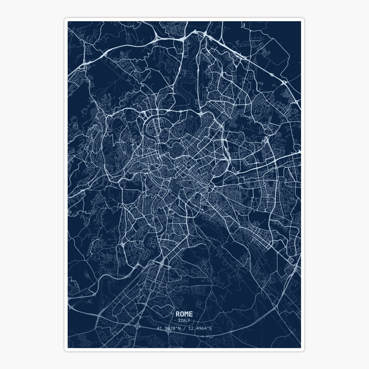 Maneki Rome Blueprint Map Sticker, Phone Decal Water Bottle Stickers ...