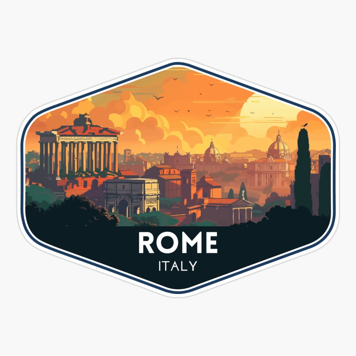 Maneki Rome Italy Travel Art Sticker, Phone Decal Water Bottle Stickers ...