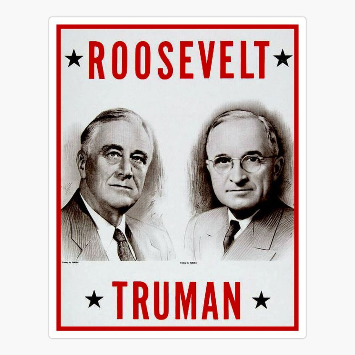 Maneki Roosevelt And Truman : Vintage Election Advertisement Print ...