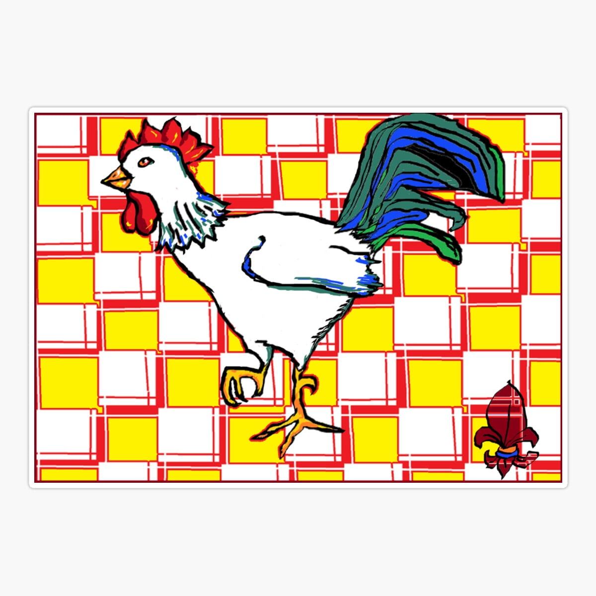 Maneki Rooster In Yellow Sticker, Phone Decal Water Bottle Stickers Car ...