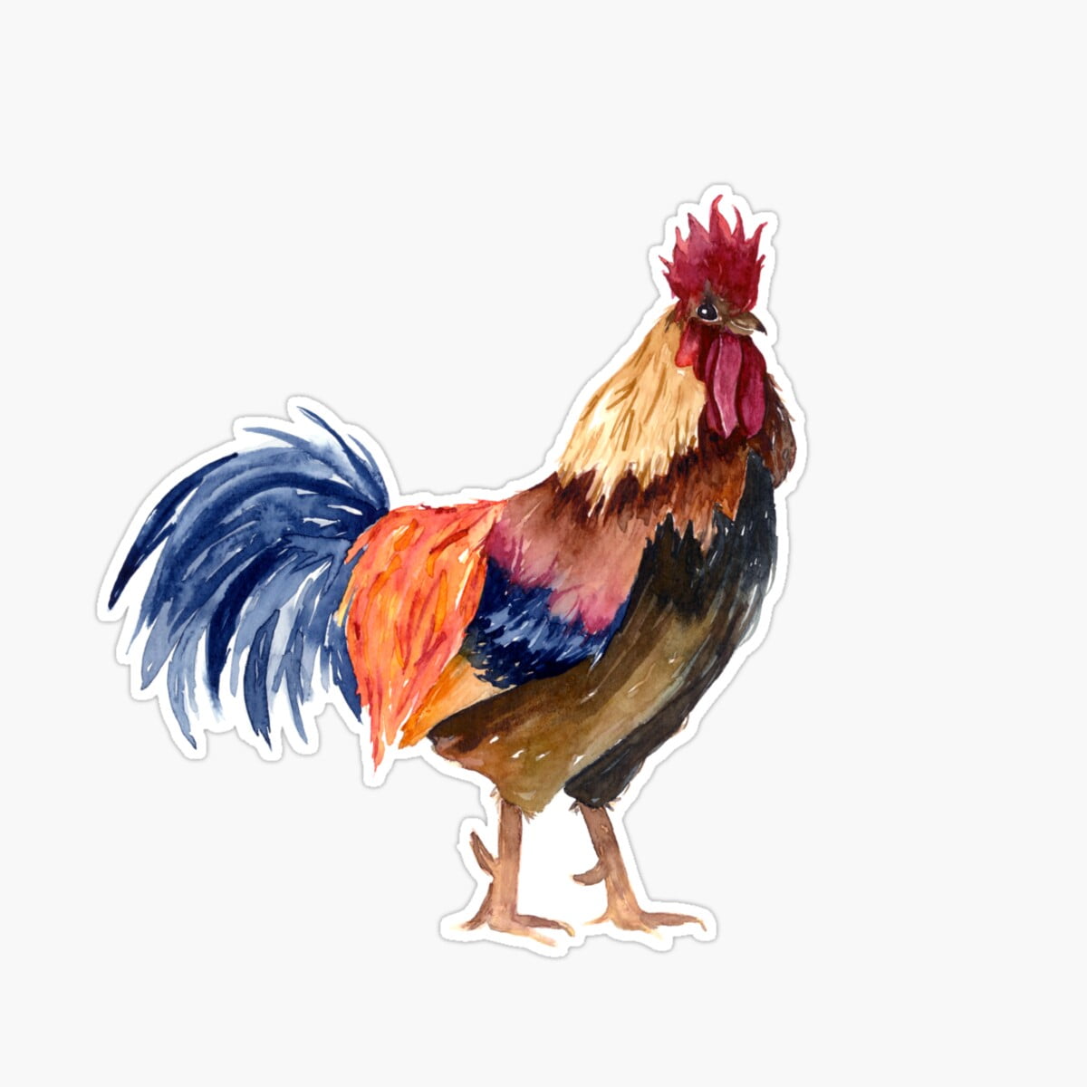 Maneki Rooster Watercolor Painting / Country Kitchen Decor ...