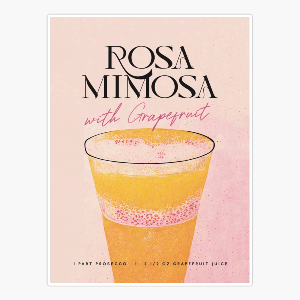 Maneki Rosa Mimosa Retro Cocktail Poster With Graperuit Bar Prints ...