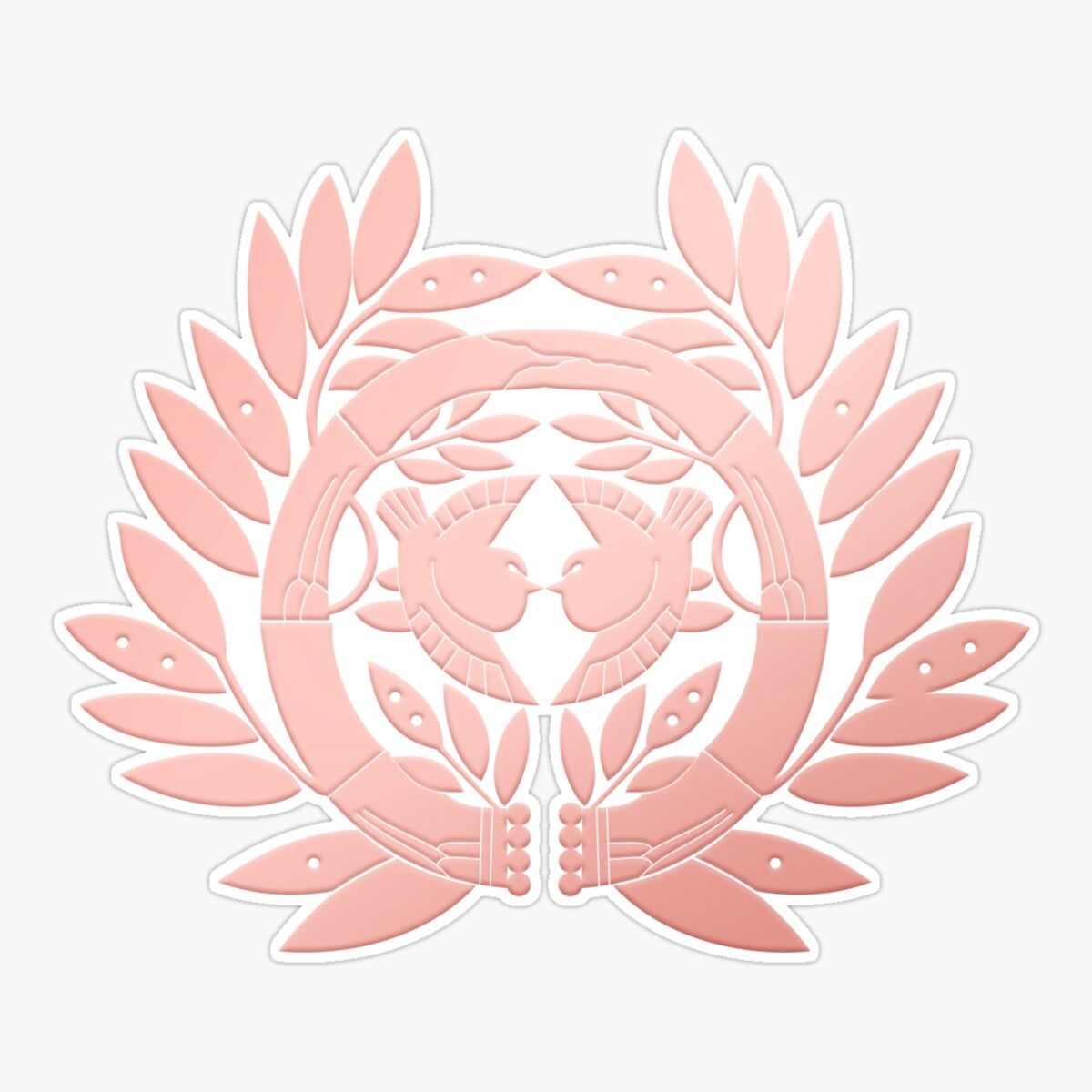 Maneki Rose Gold Take Ni Suzume Kamon Sticker, Phone Decal Water Bottle ...