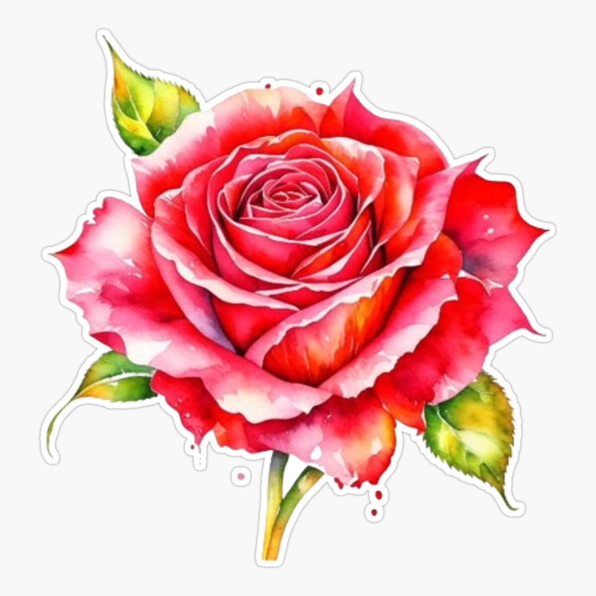 Maneki Rose, Red Rose, Watercolor, Aesthetic Er, Phone Decal Water ...