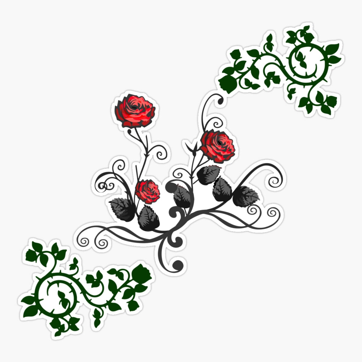 Maneki Rose Wines With Thorns Sticker, Phone Decal Water Bottle ...