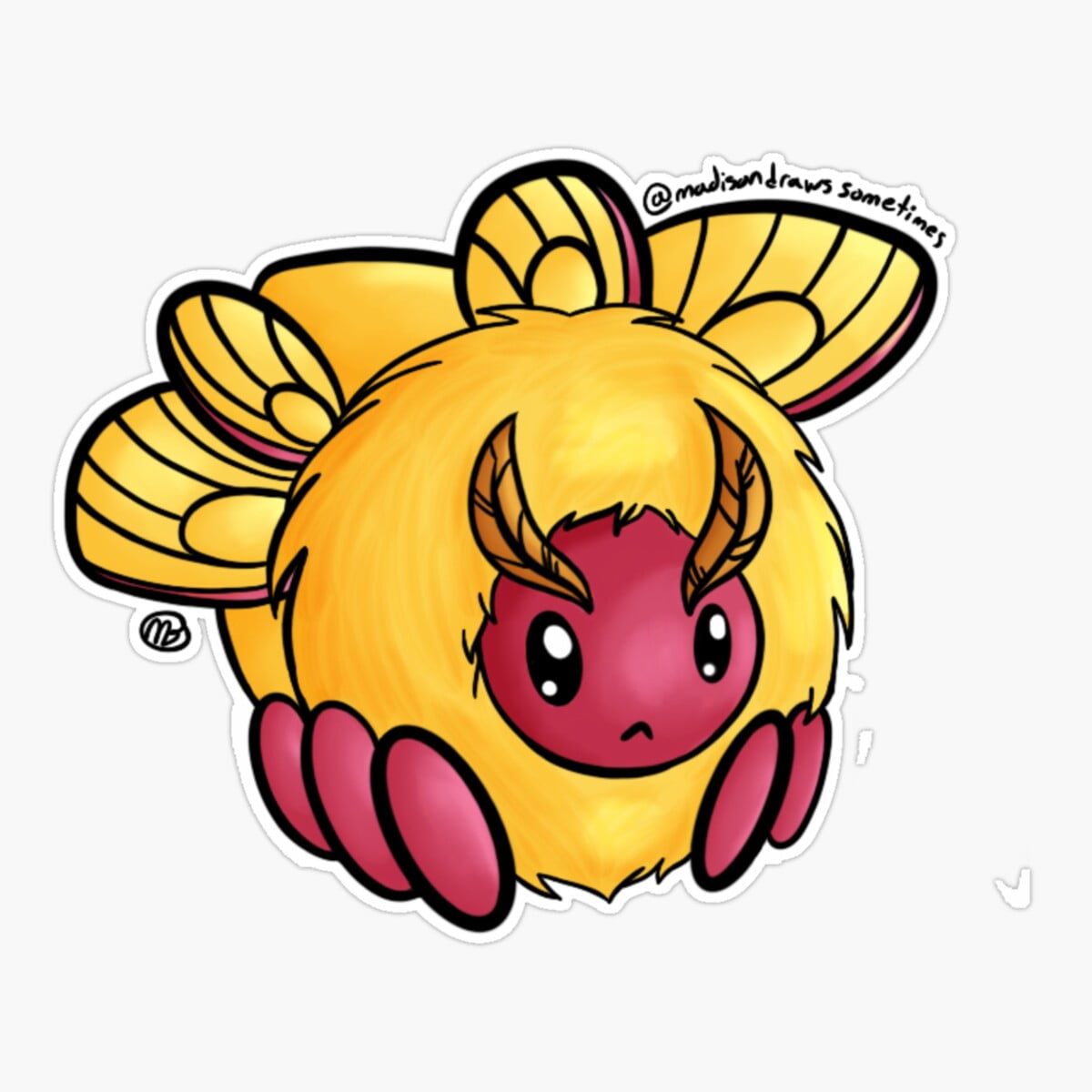 Maneki Rosie Maple Moth Sticker, Phone Decal Water Bottle Stickers Car ...