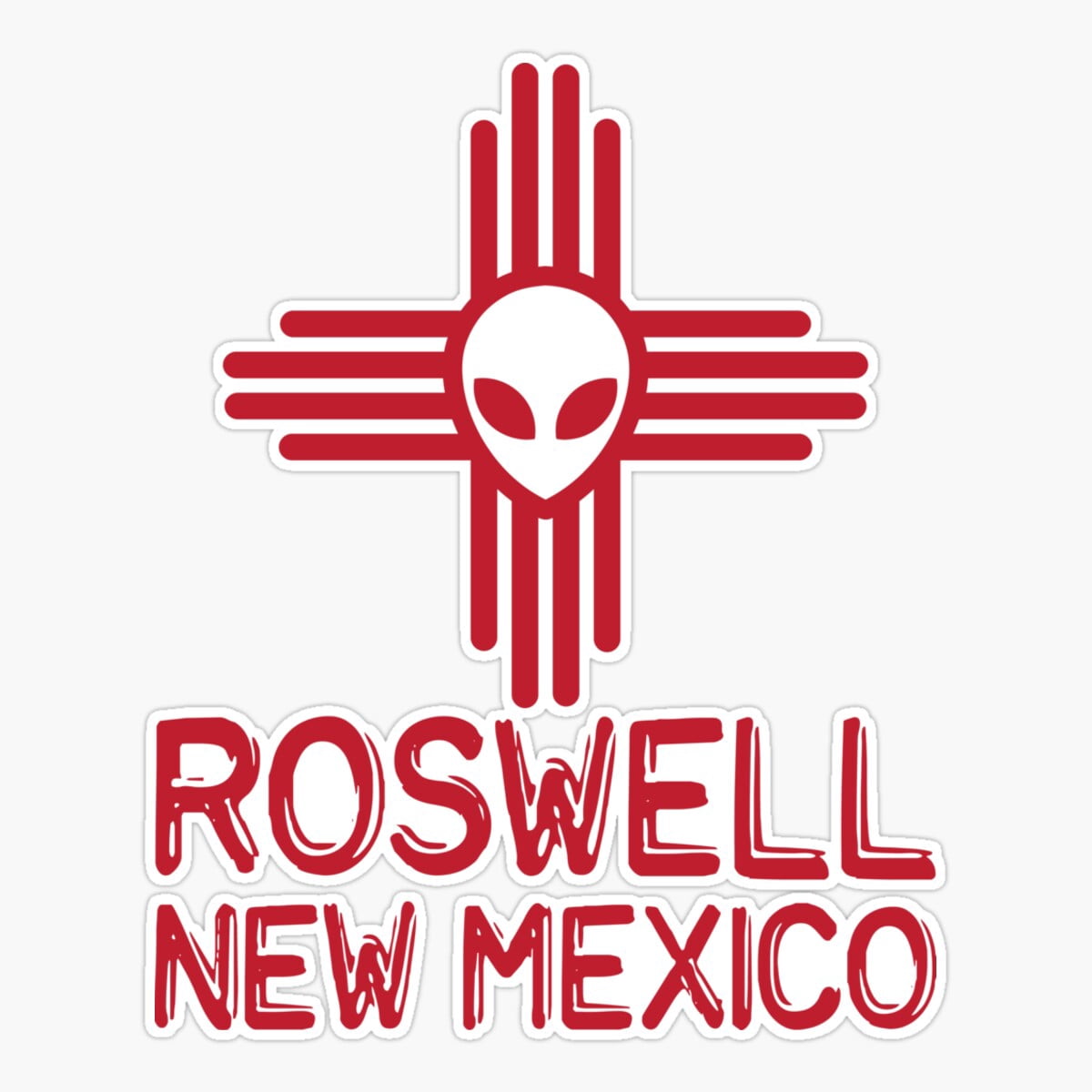 Maneki Roswell New Mexico Zia Symbol Alien Head Sticker, Phone Decal ...