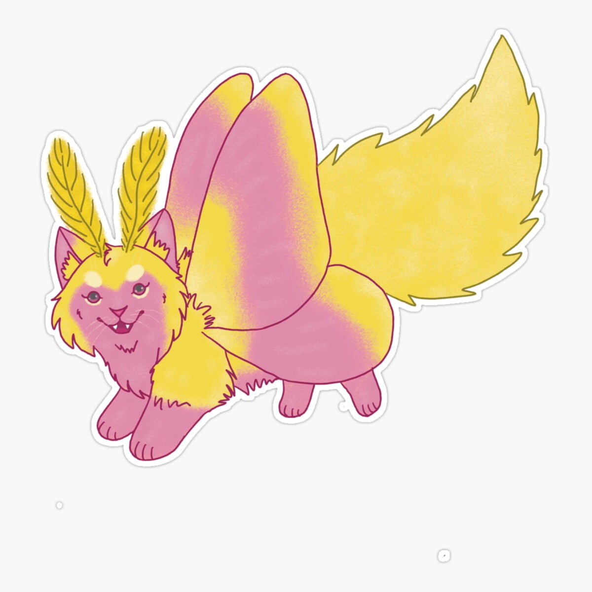 Maneki Rosy Maple Moth Kitty Sticker, Phone Decal Water Bottle Stickers ...
