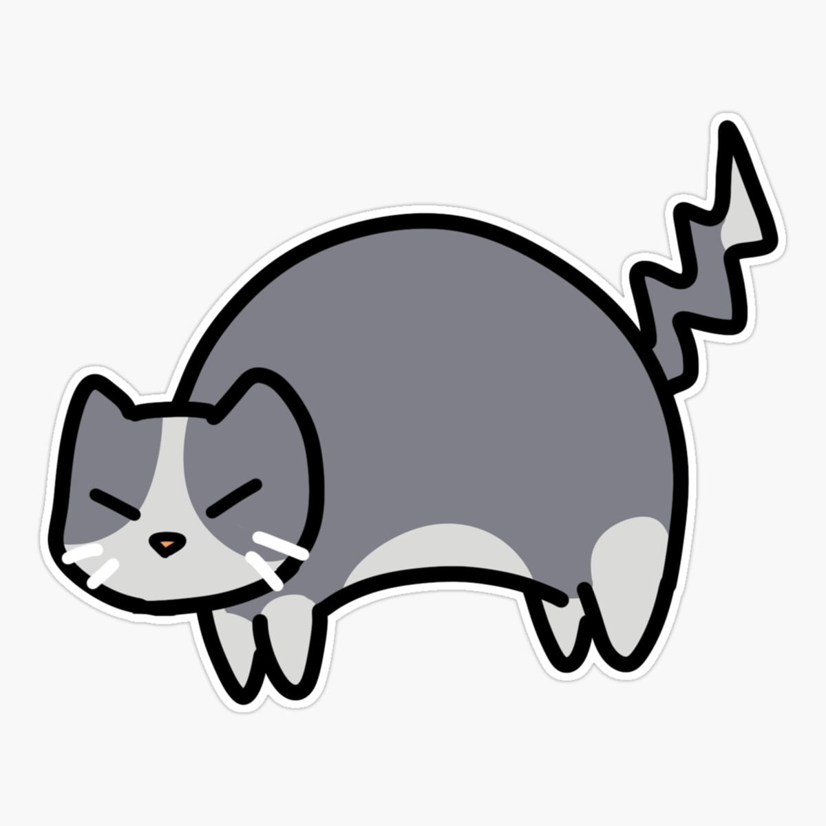 Maneki Round Cartoon Cat - Angry Sticker, Phone Decal Water Bottle ...