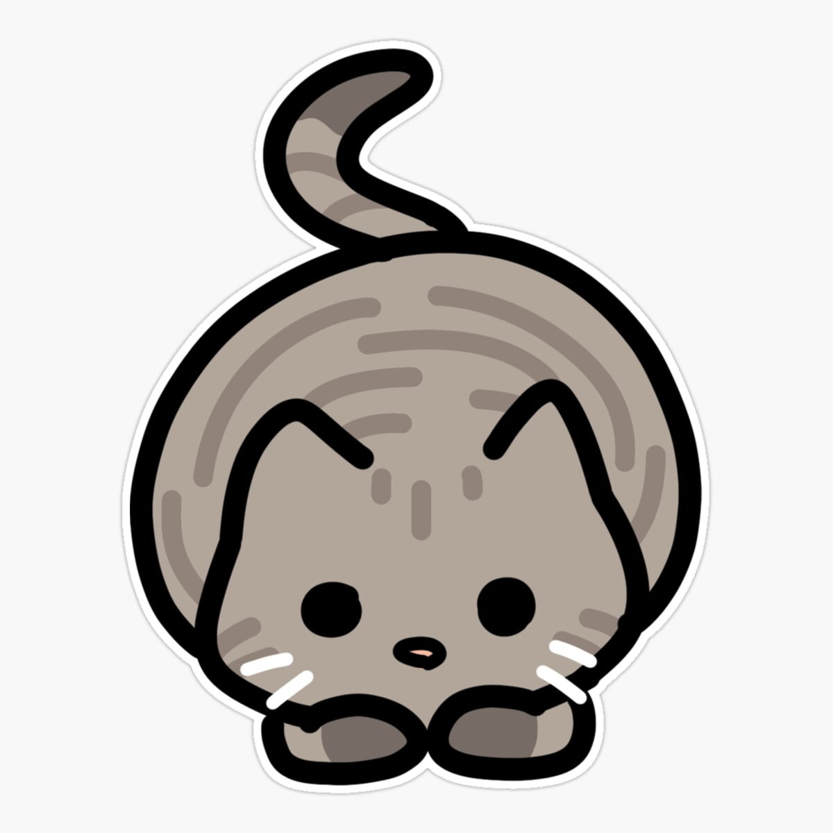 Maneki Round Cartoon Cat - Sitting Loa Sticker, Phone Decal Water ...