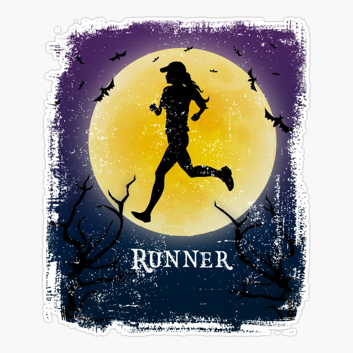 Maneki Running Halloween Vintage Art Marathon Runner Sticker, Phone ...