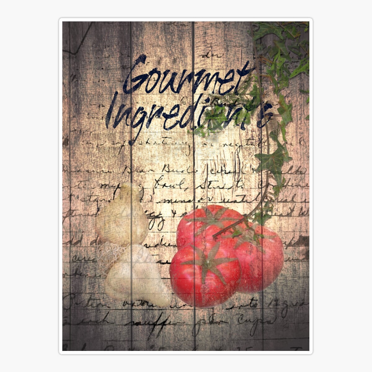 Maneki Rustic Garlic Tomato Country Kitchen Cae Decor Bistro Art Still ...