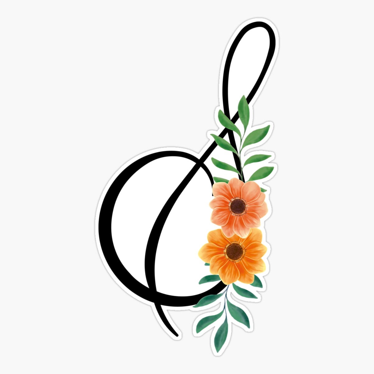 Maneki S Floral Monogram With Anemones | Letter S Sticker, Phone Decal ...