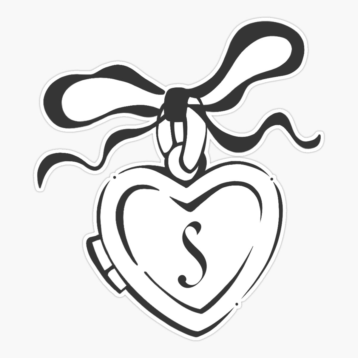 Maneki S Initial Heart Locket (Alt Version) Sticker, Phone Decal Water ...