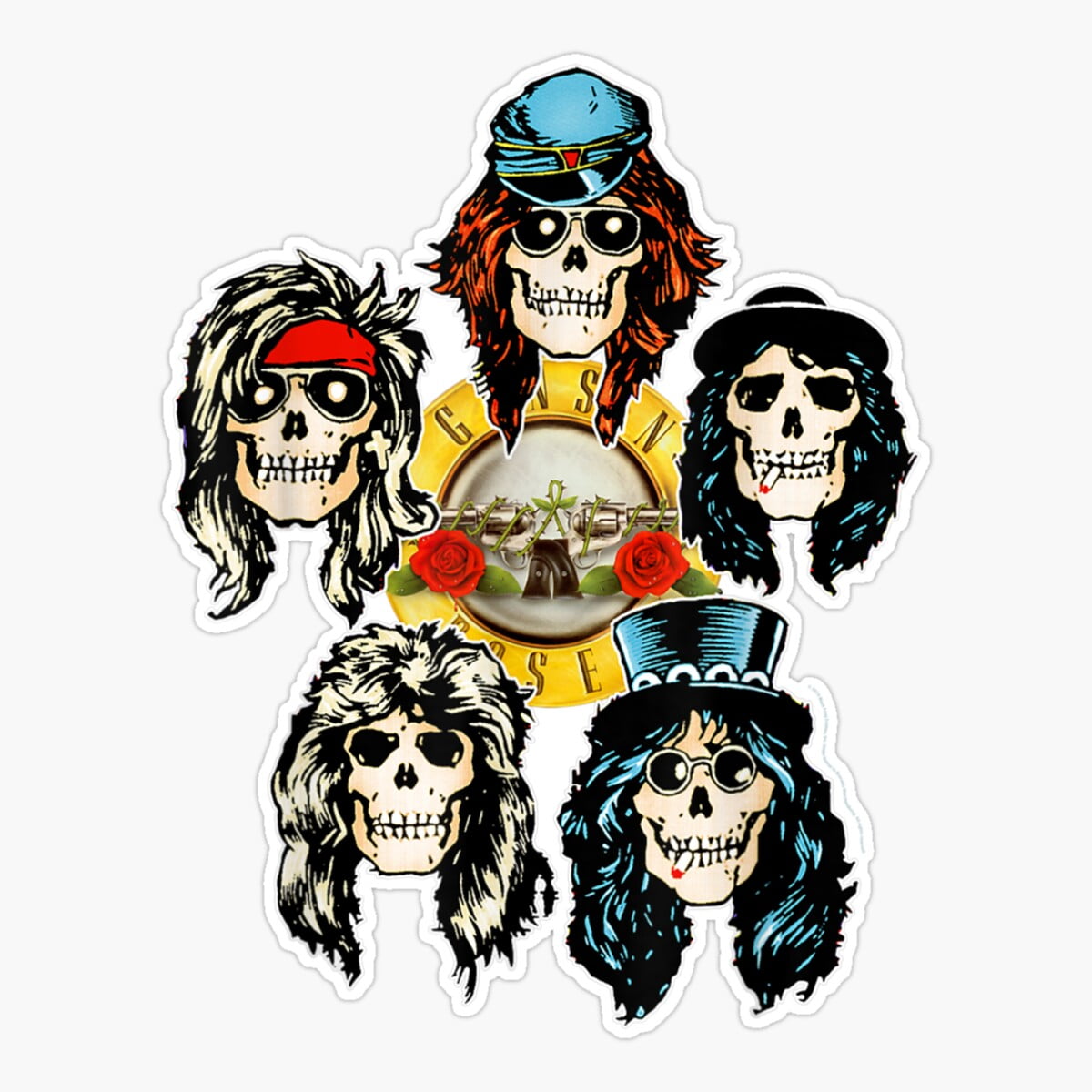 Maneki S Oicial Skull Heads Band Er, Phone Decal Water Bottle Stickers ...