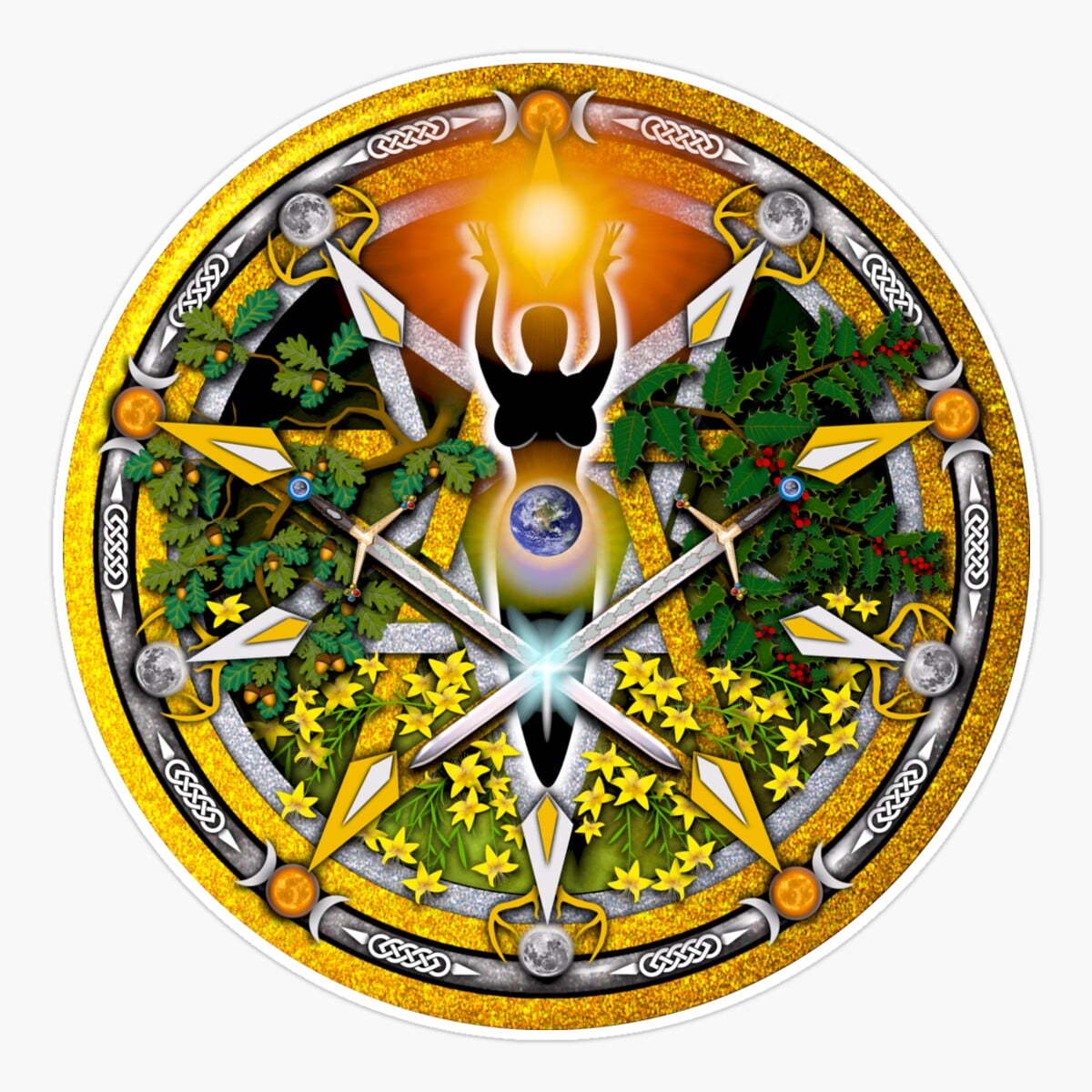 Maneki Sabbat Pentacle For Litha The Summer Solstice Sticker, Phone ...