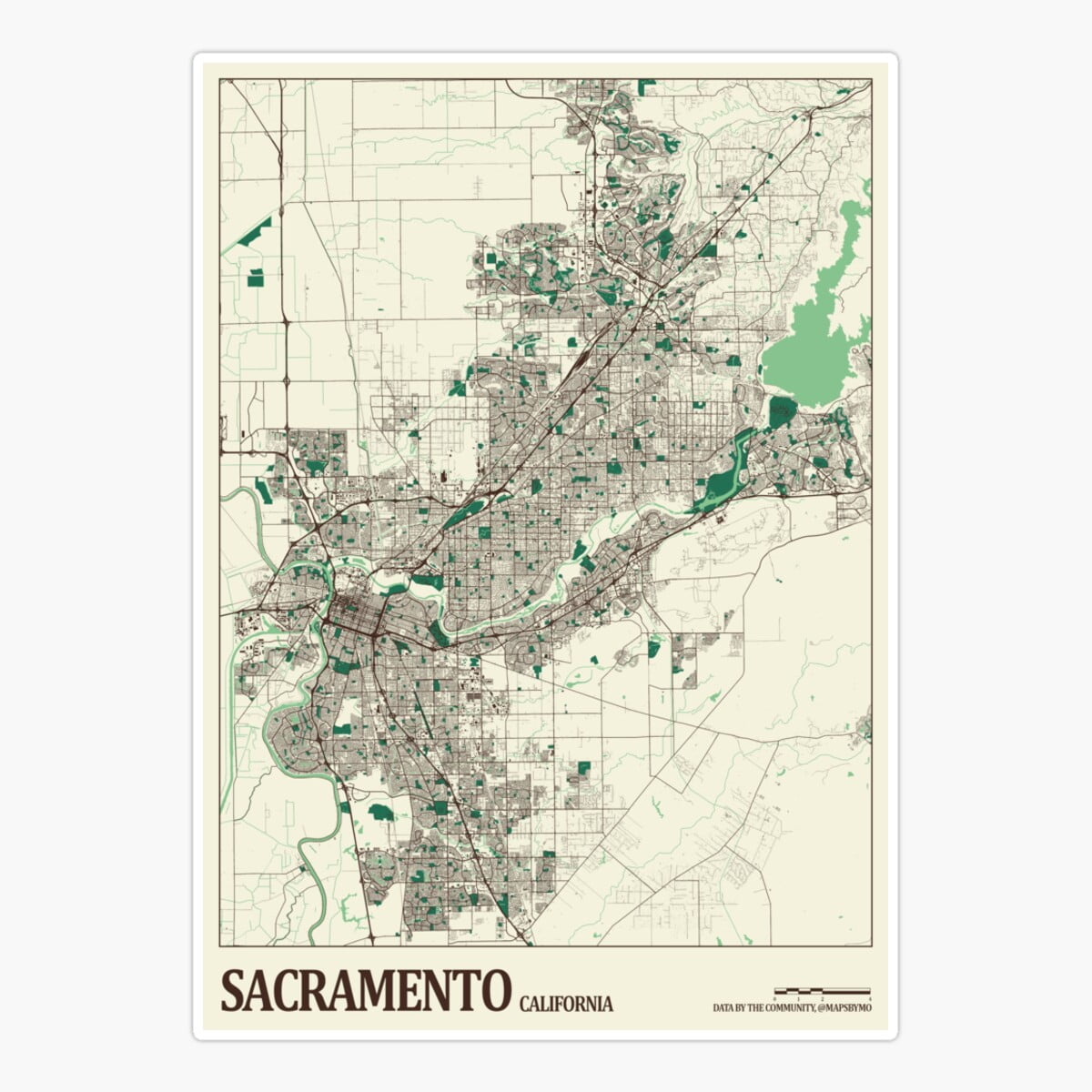 Maneki Sacramento Street Map Sticker, Phone Decal Water Bottle Stickers ...
