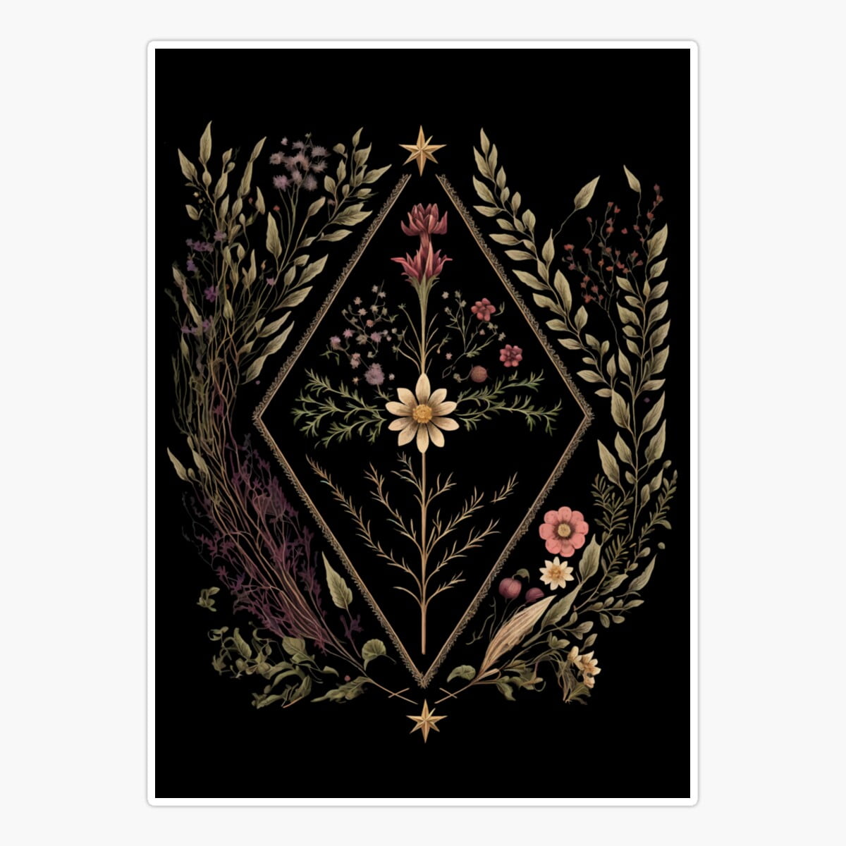 Maneki Sacred Geometry Wicca Wildflowers Sticker, Phone Decal Water ...