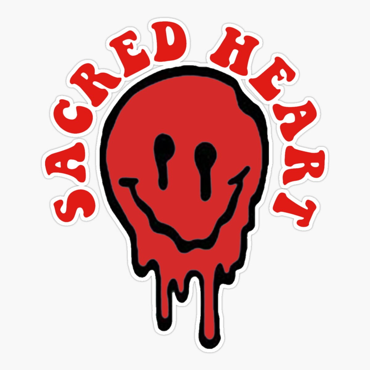 Maneki Sacred Heart Trippy Smiley Face Sticker, Phone Decal Water ...