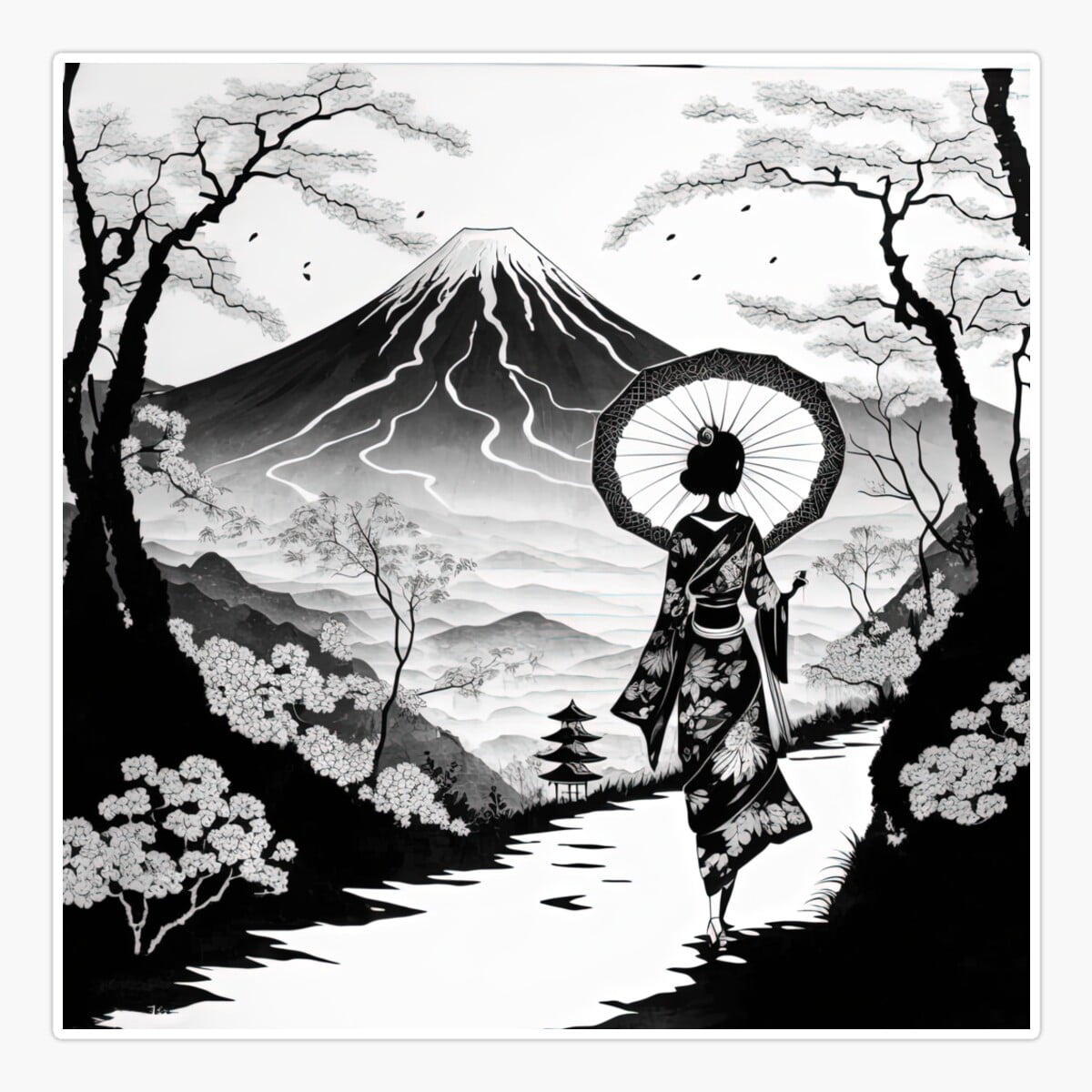 Maneki Sacred Journey To Fuji Sticker, Phone Decal Water Bottle ...