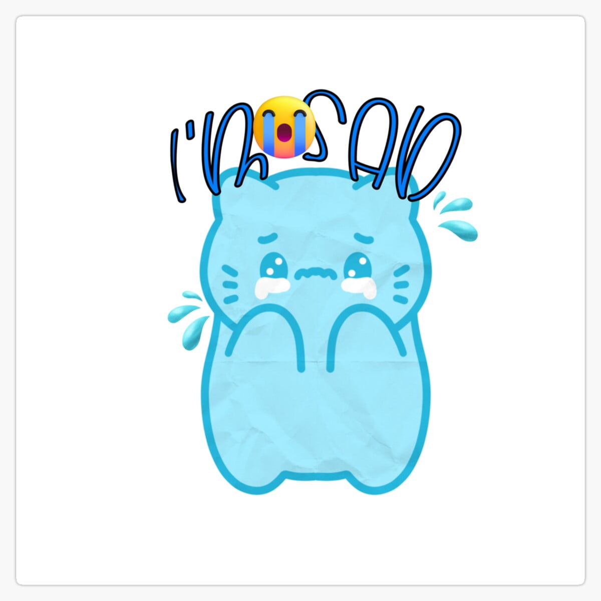 Maneki Sad Blue Hamster Er, Phone Decal Water Bottle Stickers Car ...