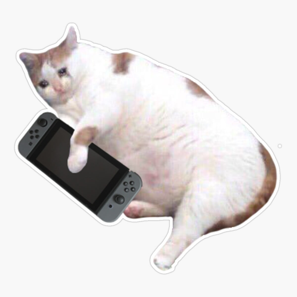 Maneki Sad Cat With Switch Sticker, Phone Decal Water Bottle Stickers ...