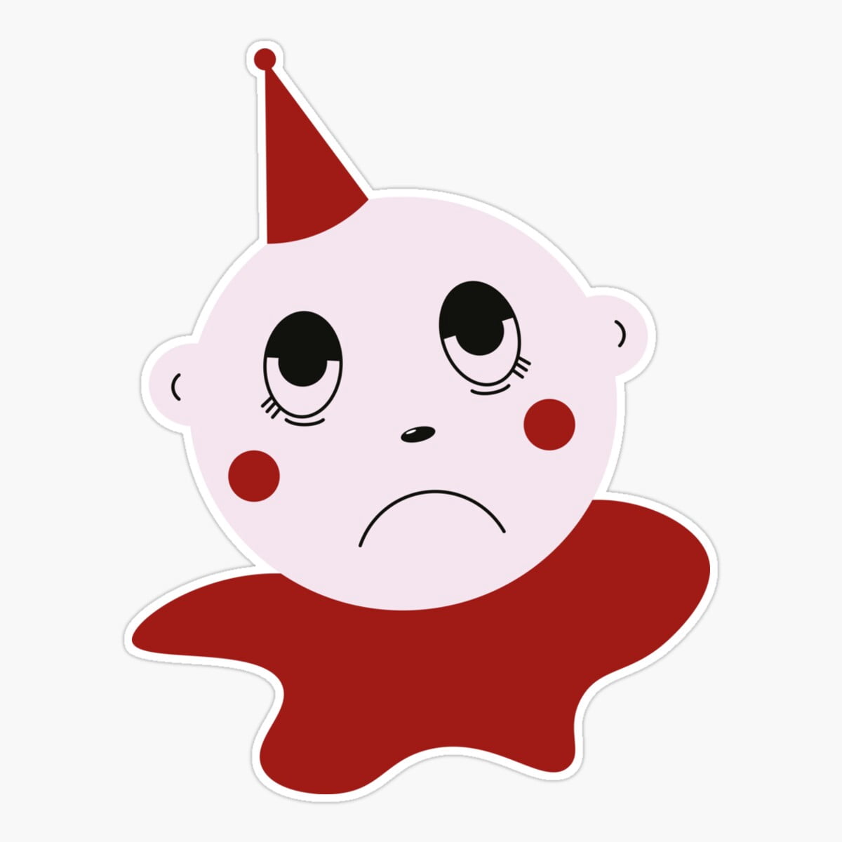 Maneki Sad Clown Sticker, Phone Decal Water Bottle Stickers Car Decals ...