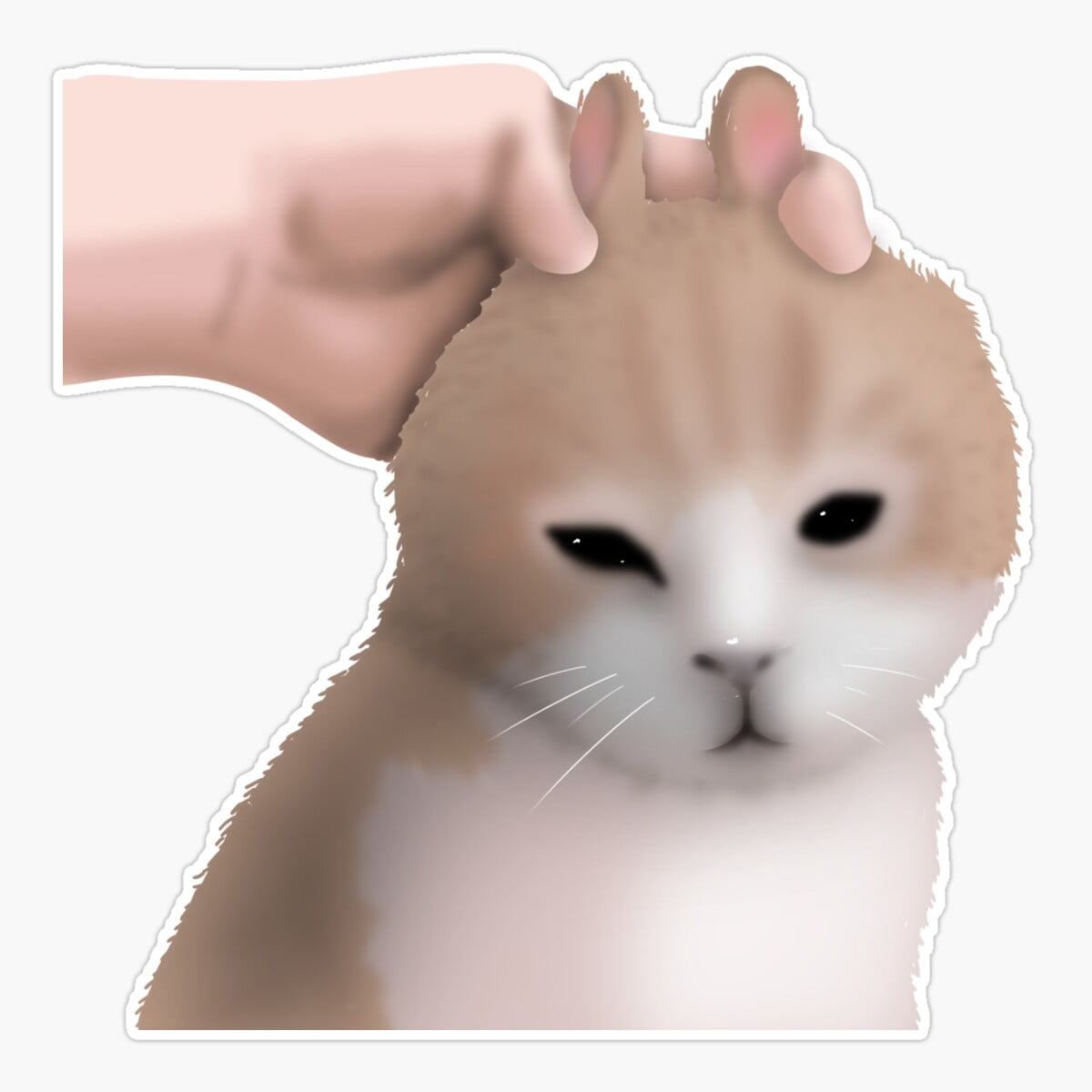 Maneki Sad Cute Cat - Unny Cat - Illustration Sticker, Phone Decal ...