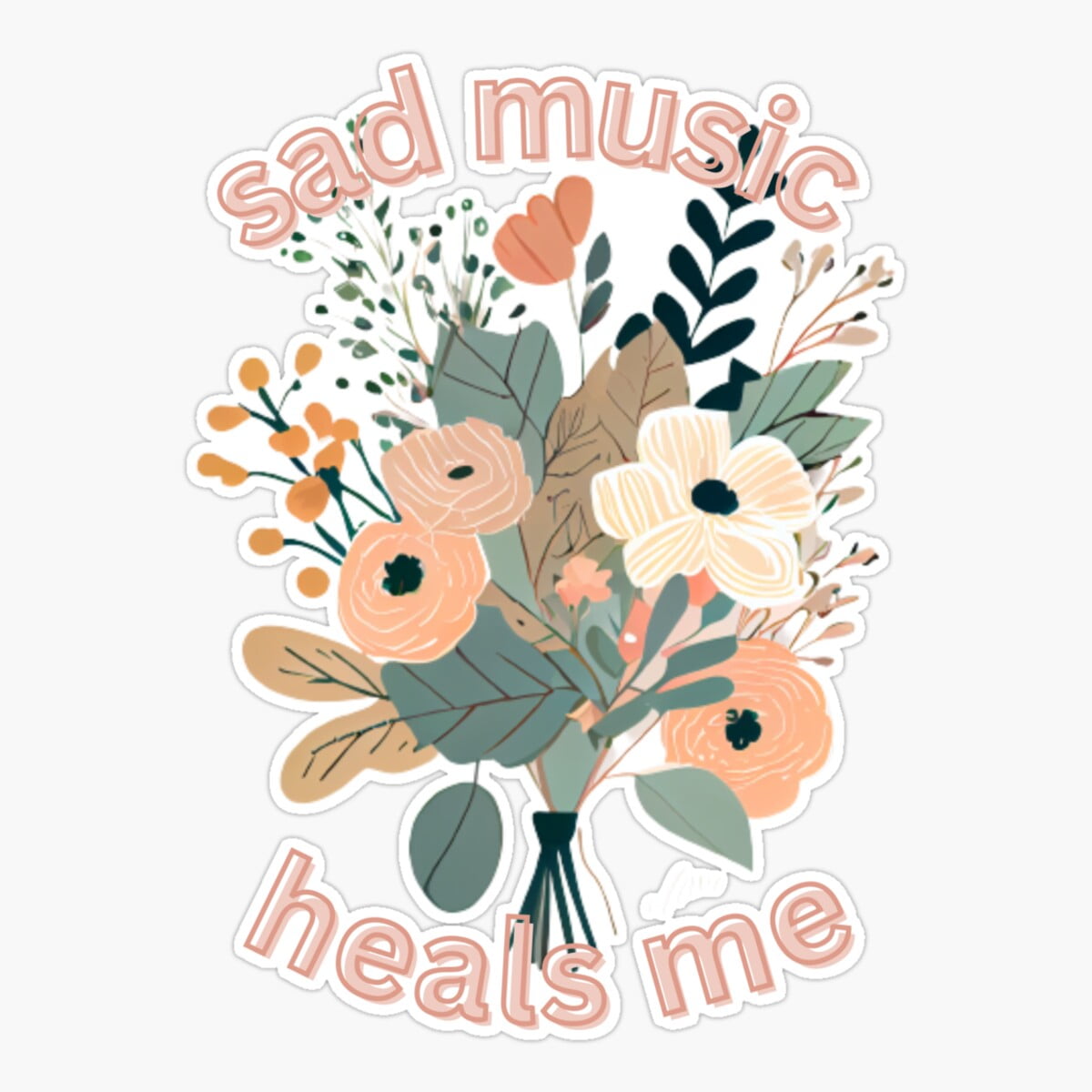 Maneki Sad Girl Sad Music Heals Me Sticker Sticker, Phone Decal Water ...