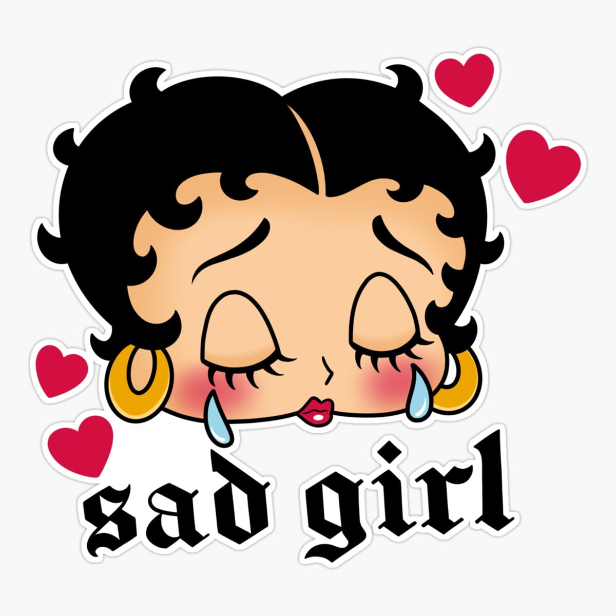 Maneki Sad Girl Sticker, Phone Decal Water Bottle Stickers Car Decals ...