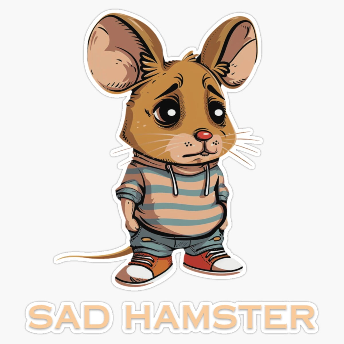 Maneki Sad Hamster Funny Character Er, Phone Decal Water Bottle ...