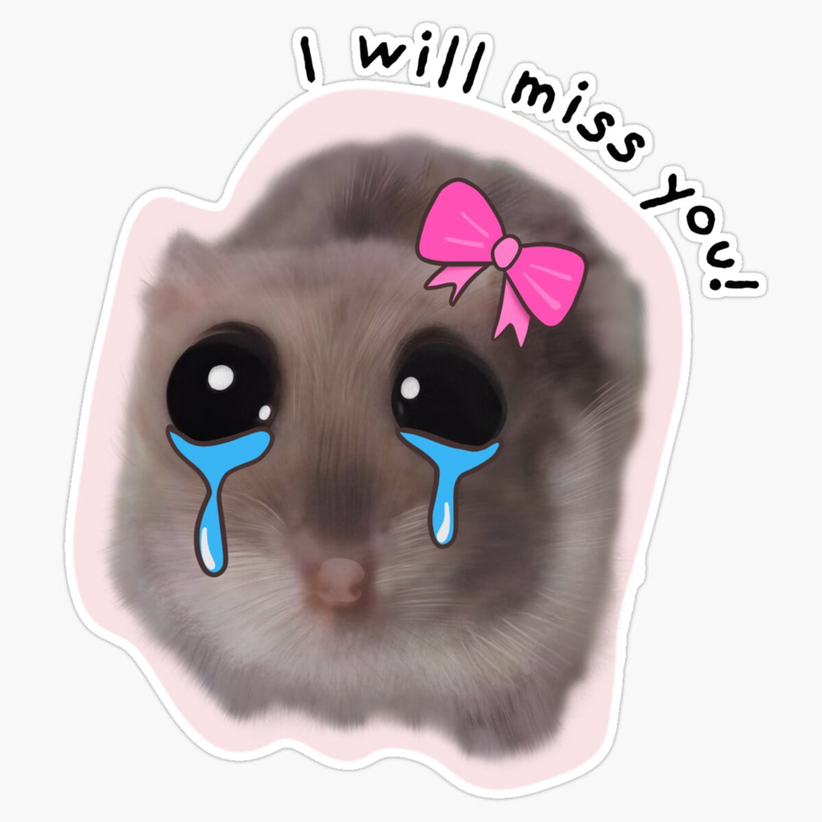 Maneki Sad Hamster I Will Miss You! With Big Eyes And A Pink Bow Er ...