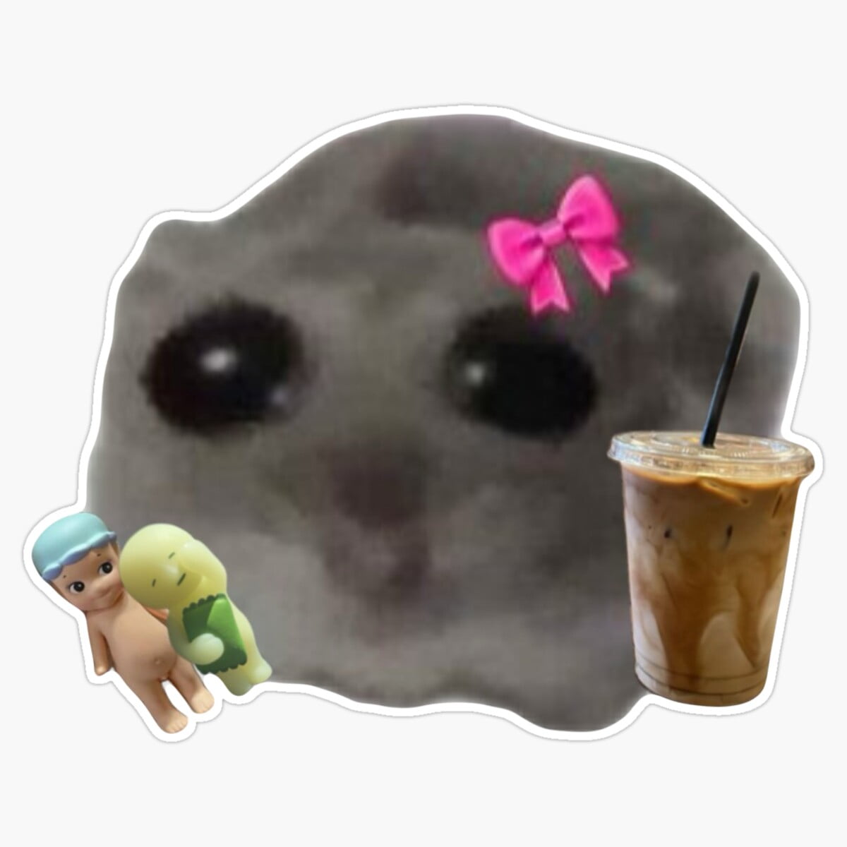 Maneki Sad Hamster Just A Girl With Sonny Angel And Smiski/ Iced Coffee ...