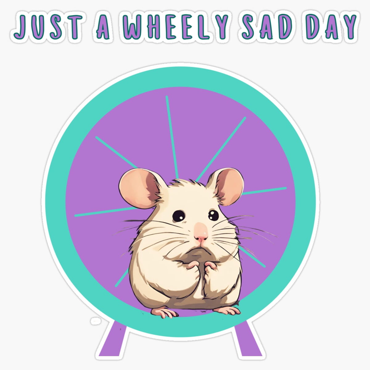 Maneki Sad Hamster - Just A Sad Wheely Day Er, Phone Decal Water Bottle ...