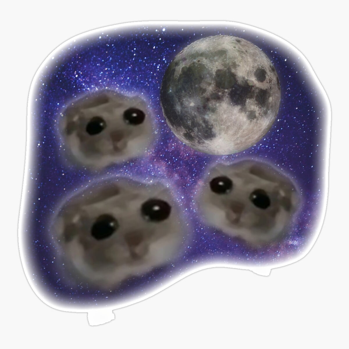 Maneki Sad Hamster Three Moon Sticker, Phone Decal Water Bottle ...