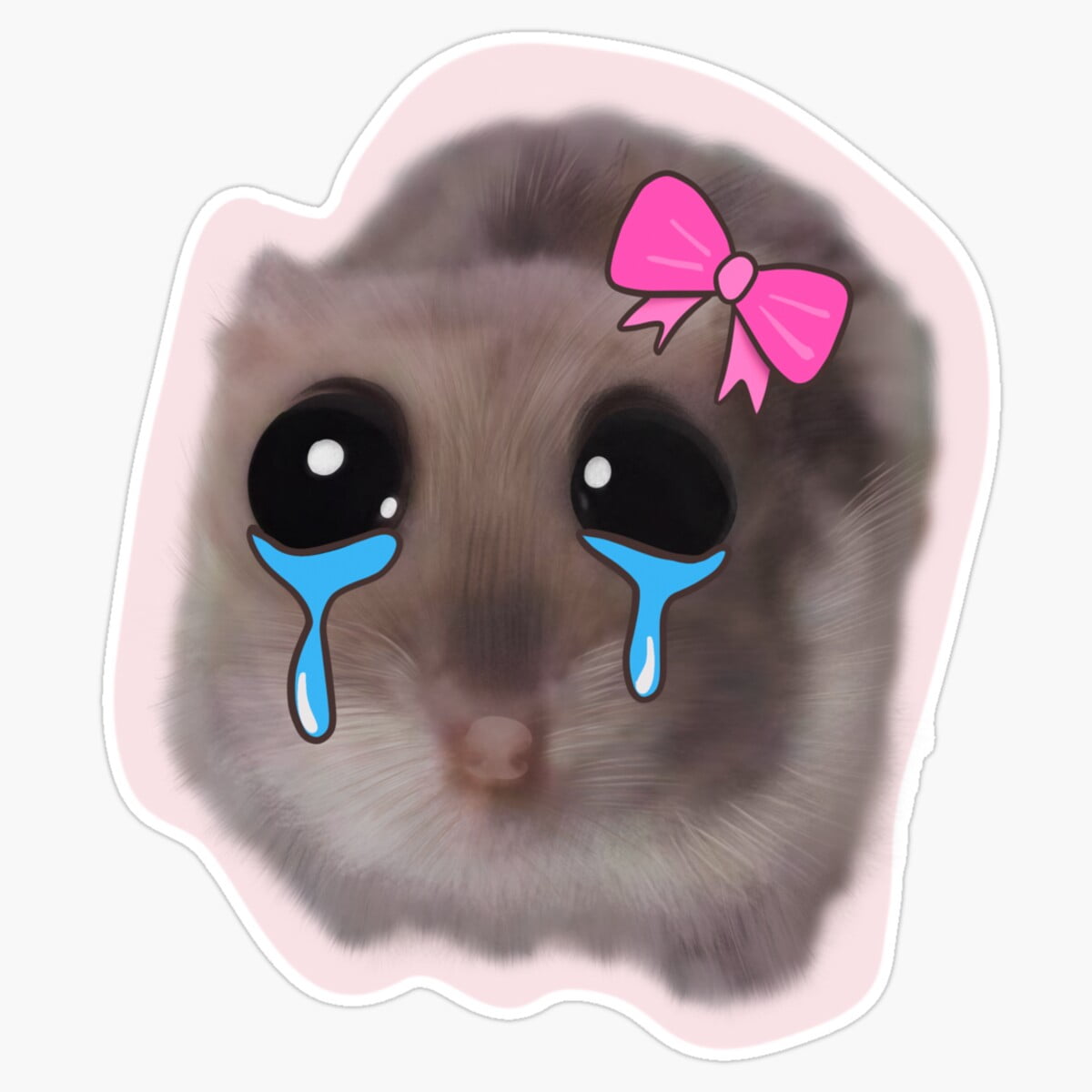 Maneki Sad Hamster With Big Eyes And A Pink Bow Er, Phone Decal Water ...