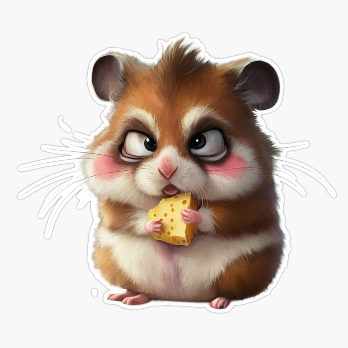 Maneki Sad Hamster With Cheese Er, Phone Decal Water Bottle Stickers ...