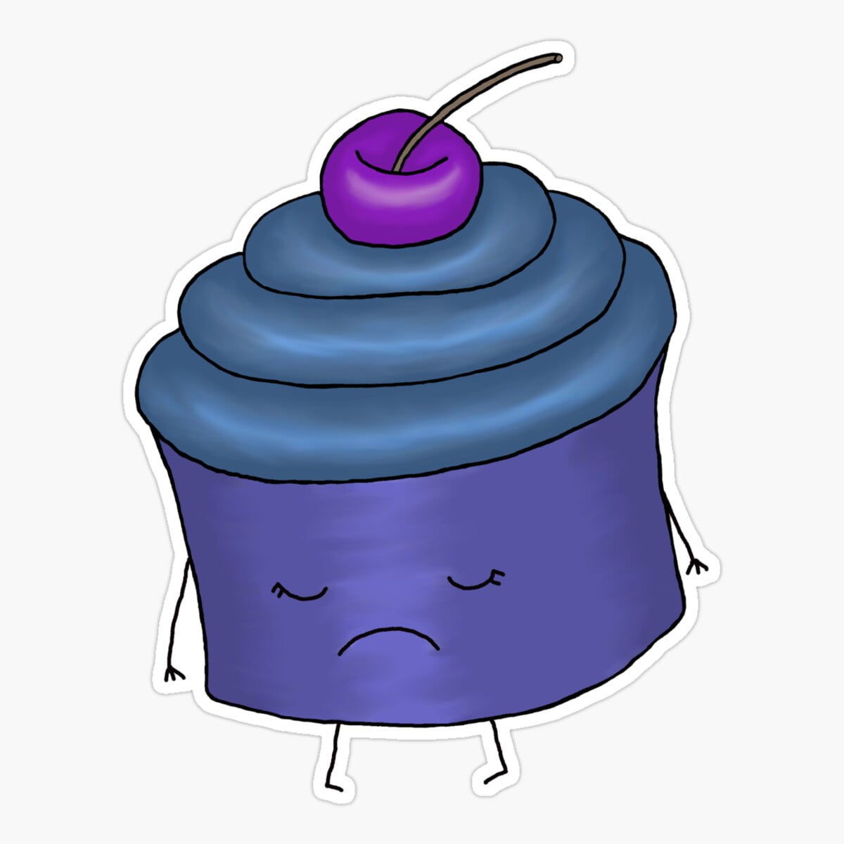 Maneki Sad Lil Cupcake Sticker, Phone Decal Water Bottle Stickers Car ...