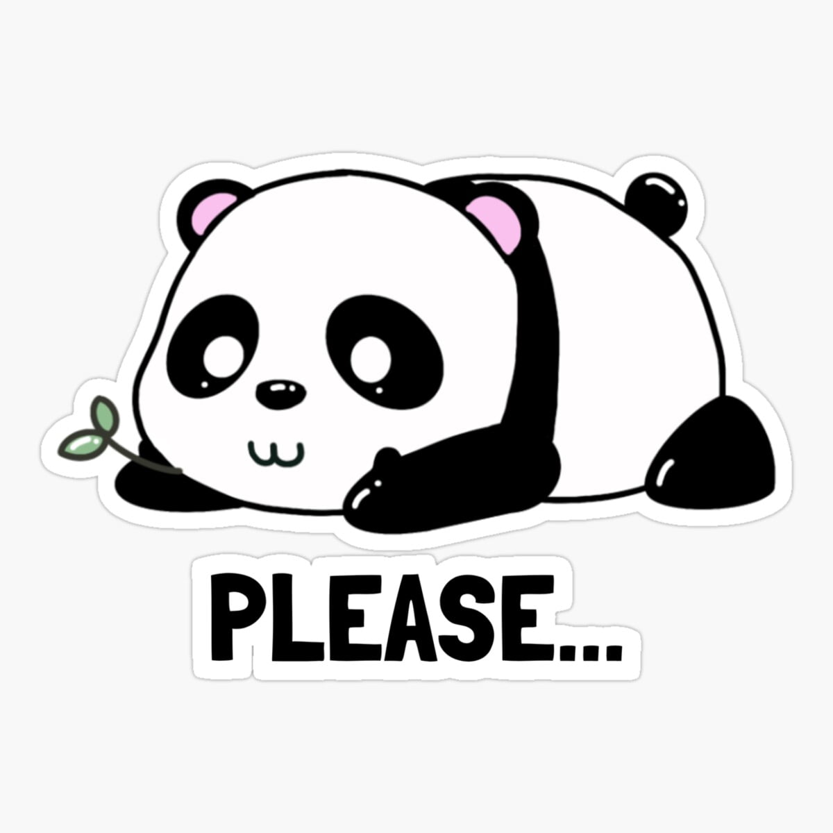 Maneki Sad Panda With Flower Say Please Sticker, Phone Decal Water ...