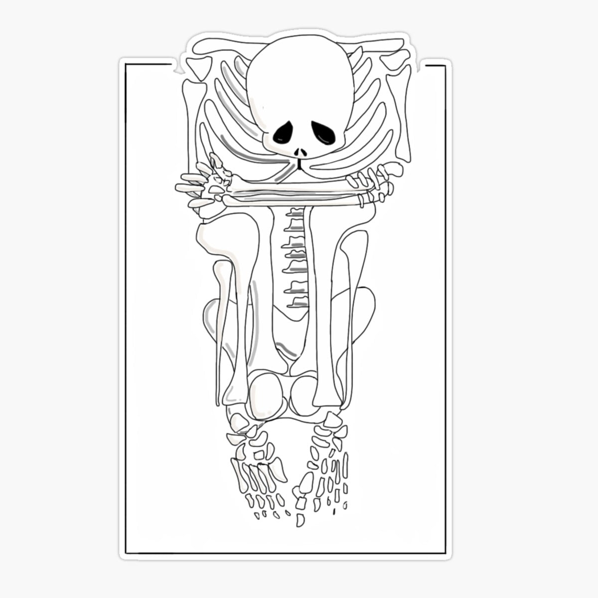 Maneki Sad Skeleton Sticker, Phone Decal Water Bottle Stickers Car ...